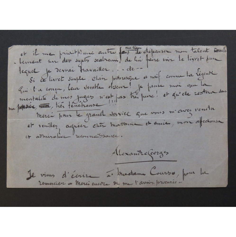 GEORGES Alexandre Lettre Autographe Signée 1922