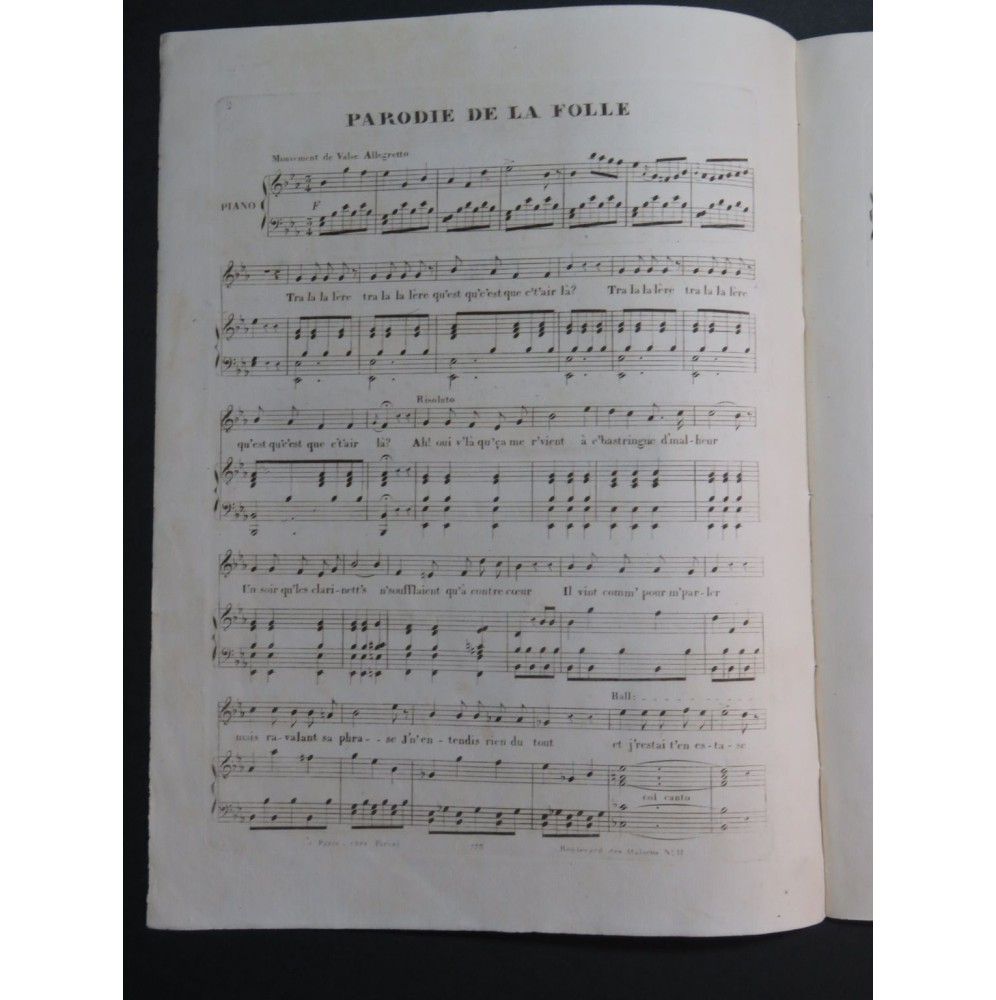 La Brodeuse et L'cuirassier Chant Piano ca1830