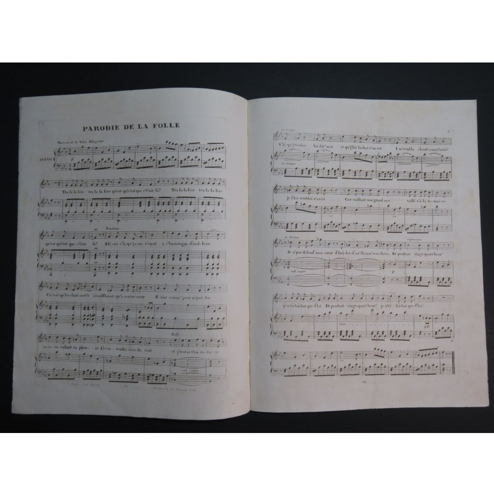 La Brodeuse et L'cuirassier Chant Piano ca1830