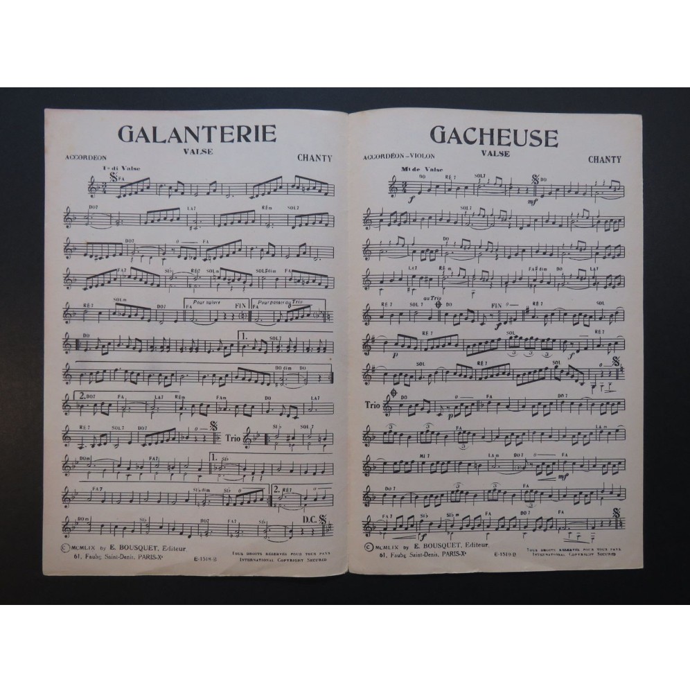 Galanterie et Gacheuse Chanty Emile Prud'homme Accordéon 1959