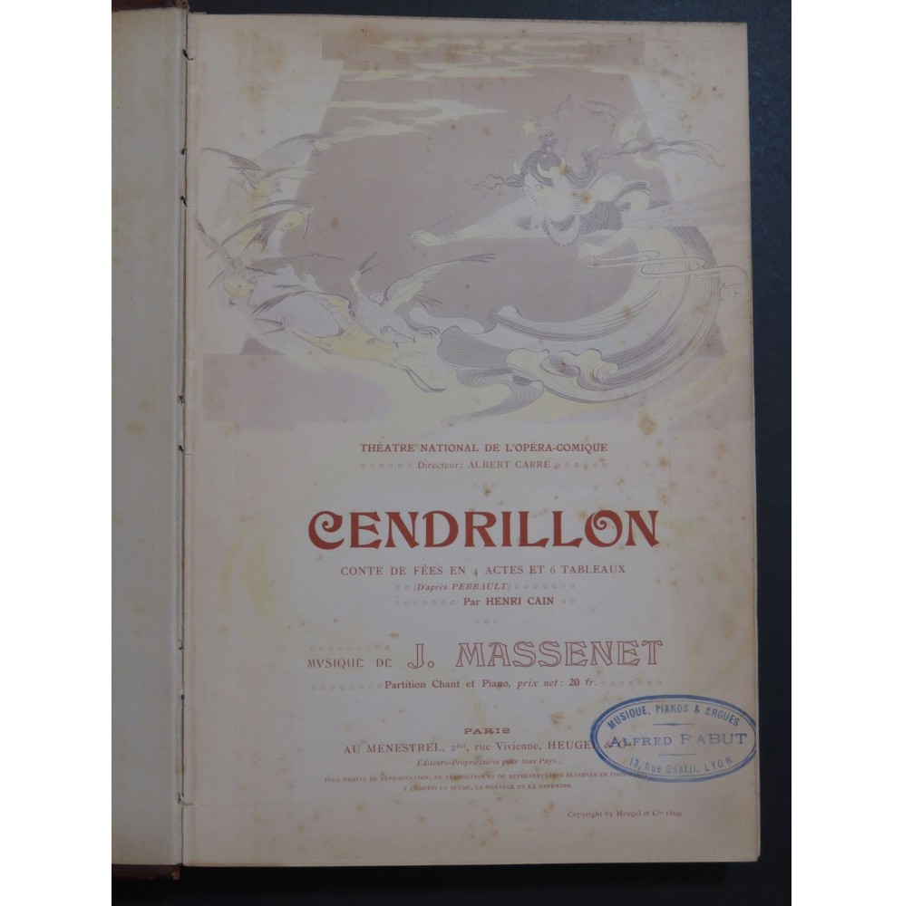 MASSENET Jules Cendrillon Opéra Piano Chant 1899