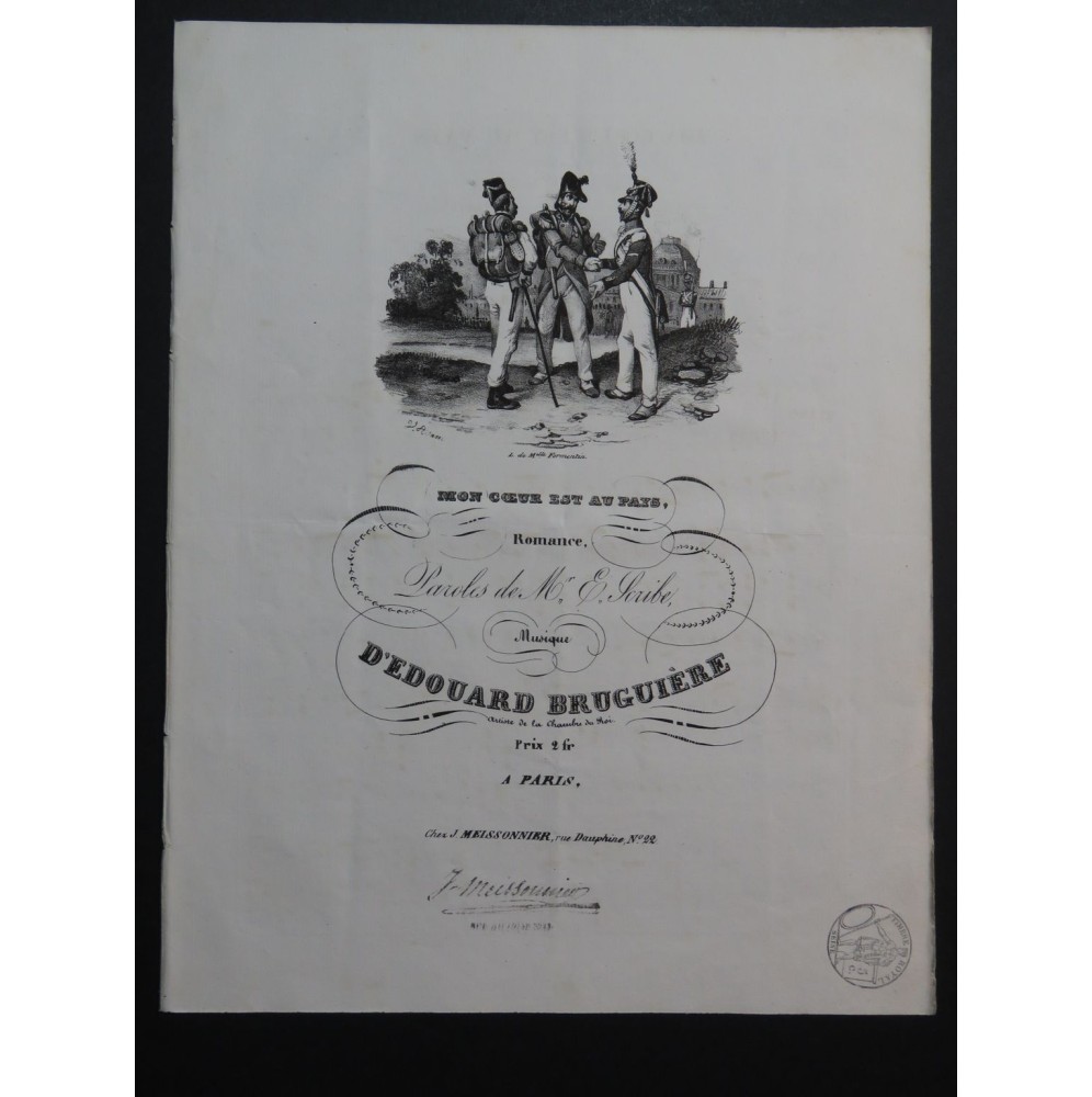 BRUGUIÈRE Edouard Mon coeur est au Pays Chant Piano ca1830