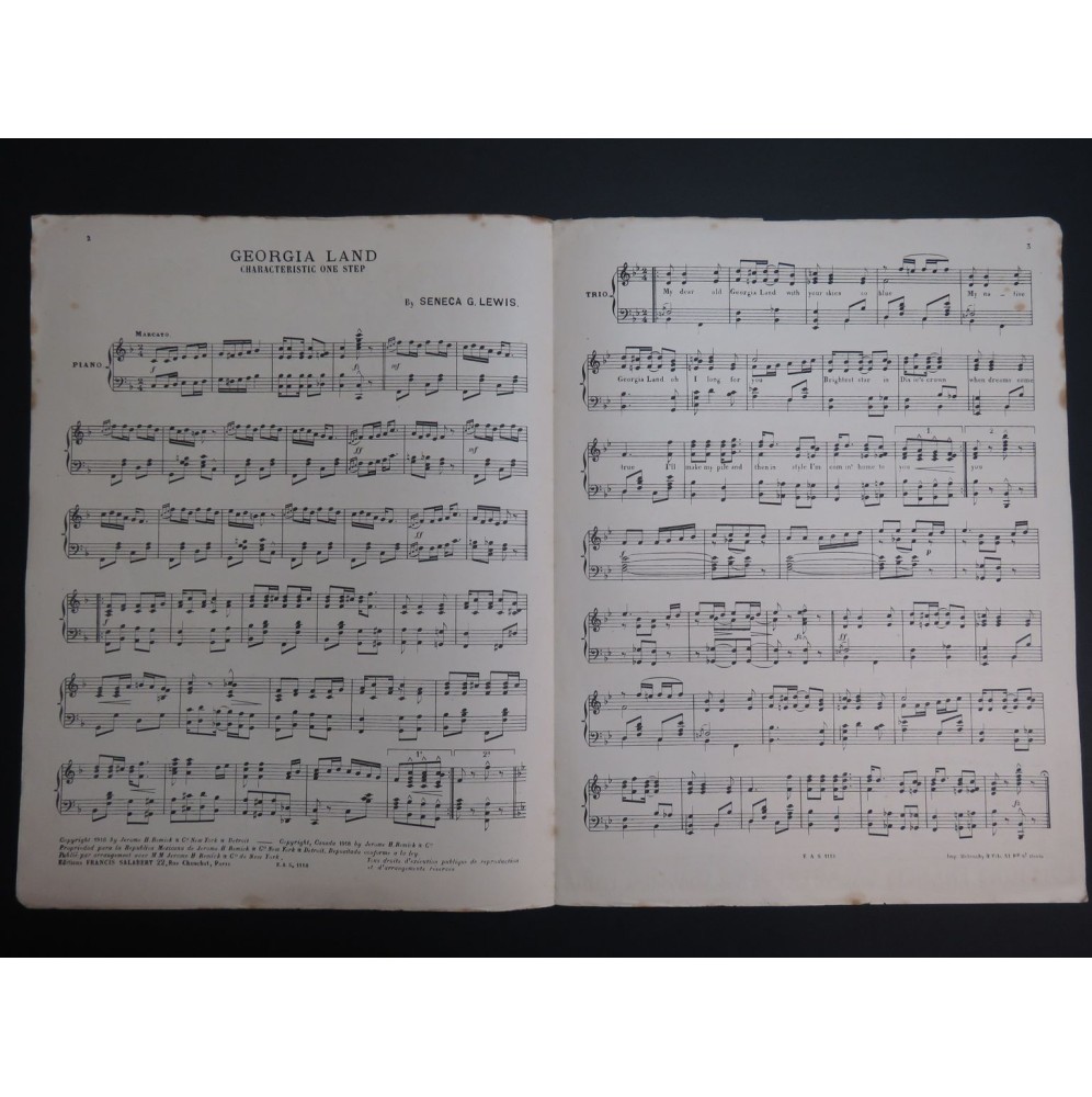 LEWIS Seneca G. Georgia Land Piano 1918