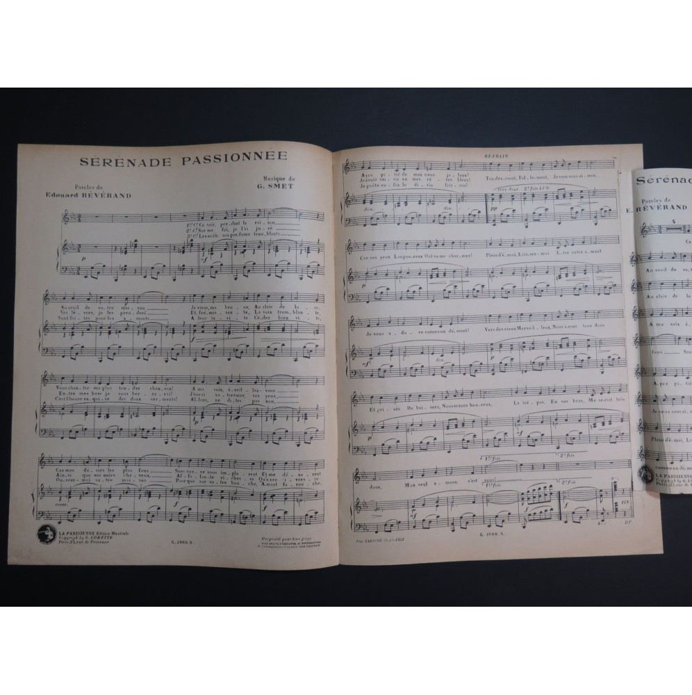 SMET G. Sérénade Passionnée Chant Piano 1929
