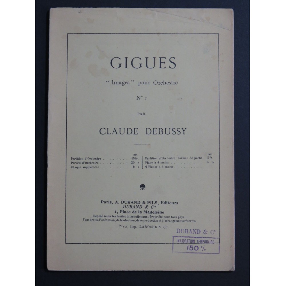 DEBUSSY Claude Gigues Images No 1 Orchestre