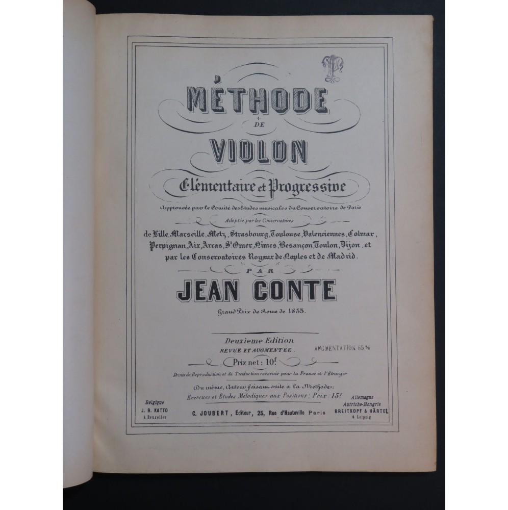 CONTE Jean Méthode de Violon élémentaire et progressive Violon XIXe