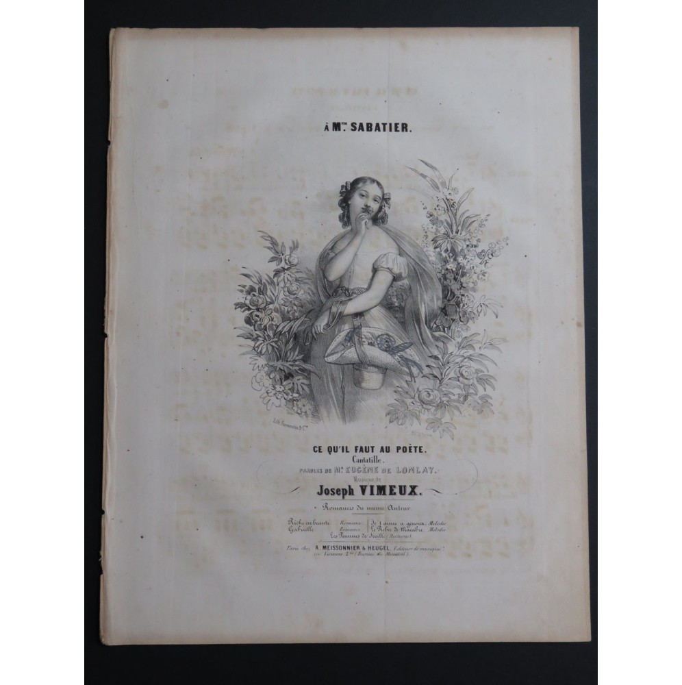 VIMEUX Joseph Ce qu'il faut au poète Chant Piano ca1840