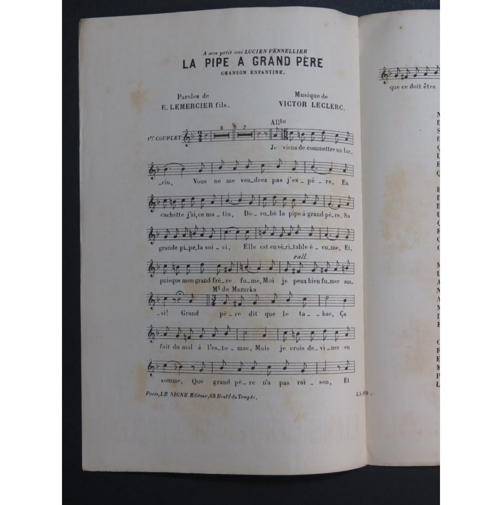 La Pipe à Grand Père Victor Leclerc Chant XIXe