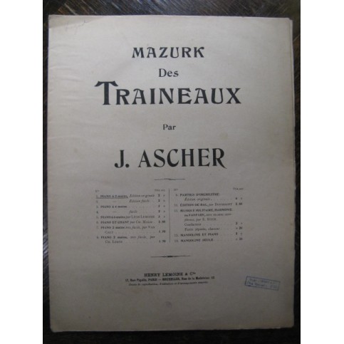 ASCHER Joseph Mazurk des traineaux Piano
