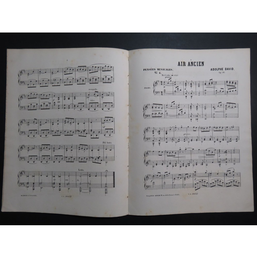 ADAM Adolphe Six Pensées Musicales op 32 Piano ca1890