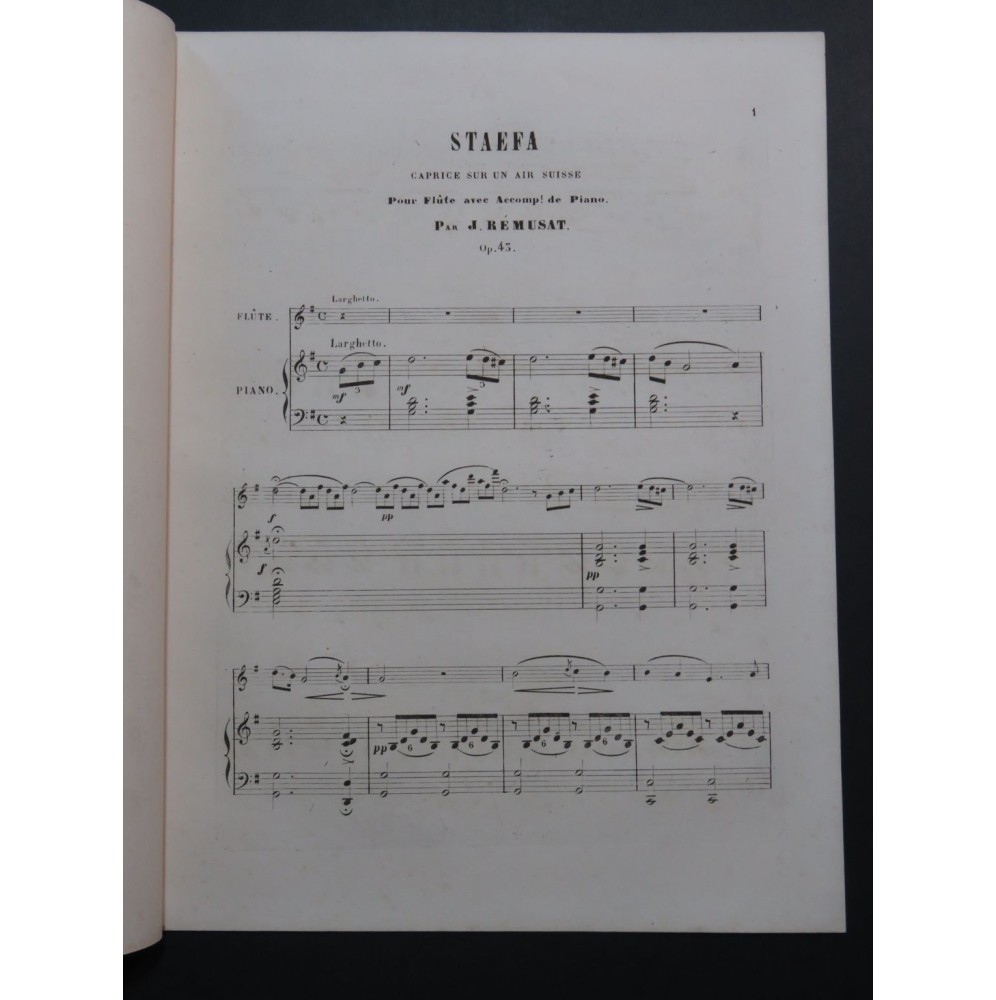 RÉMUSAT Jean Staefa Caprice Air Suisse op 43 Piano Flûte ca1860