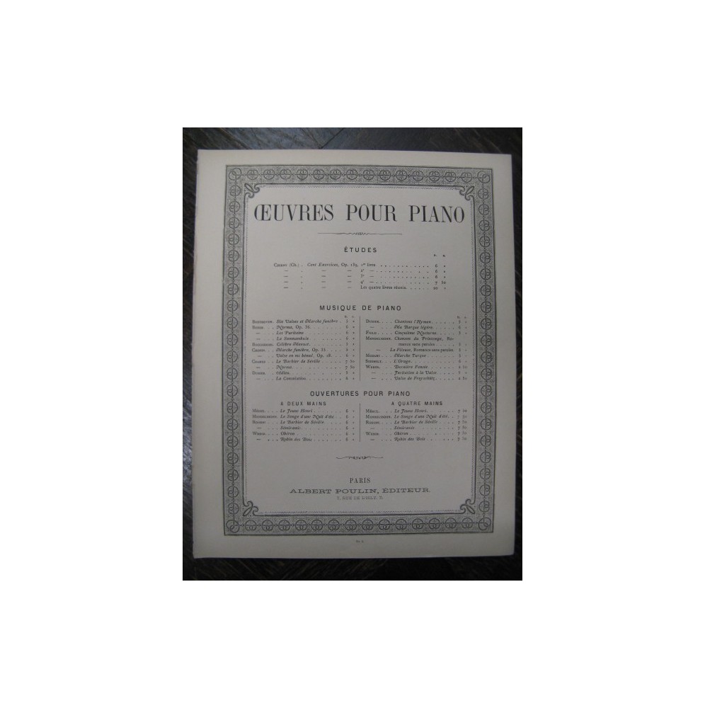 WEBER Robin des Bois Ouverture Piano XIXe