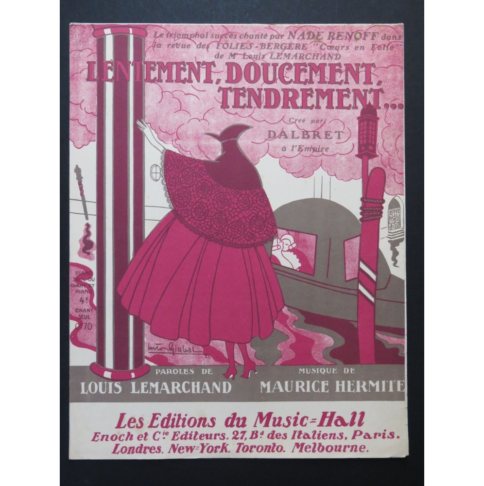HERMITE Maurice Lentement Doucement Tendrement Chant Piano 1924