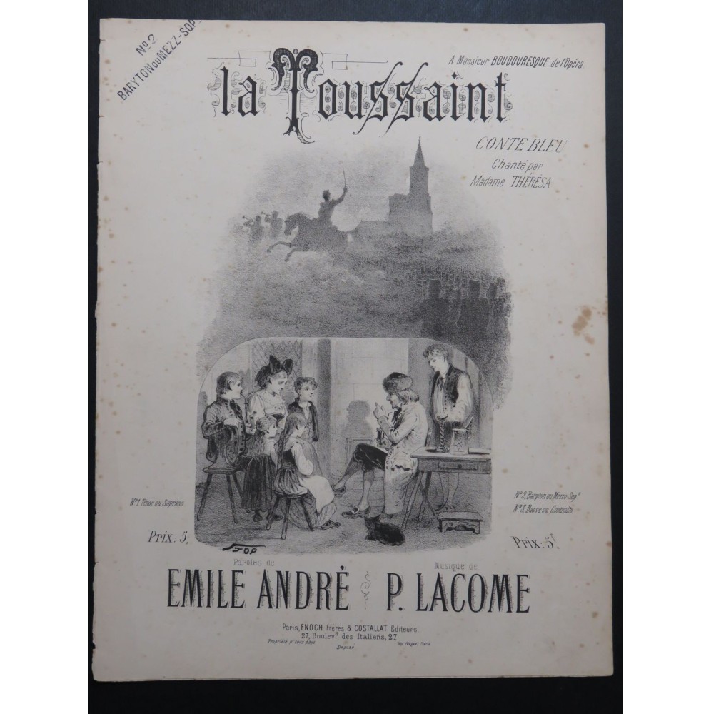 LACOME Paul La Toussaint Chant Piano ca1881