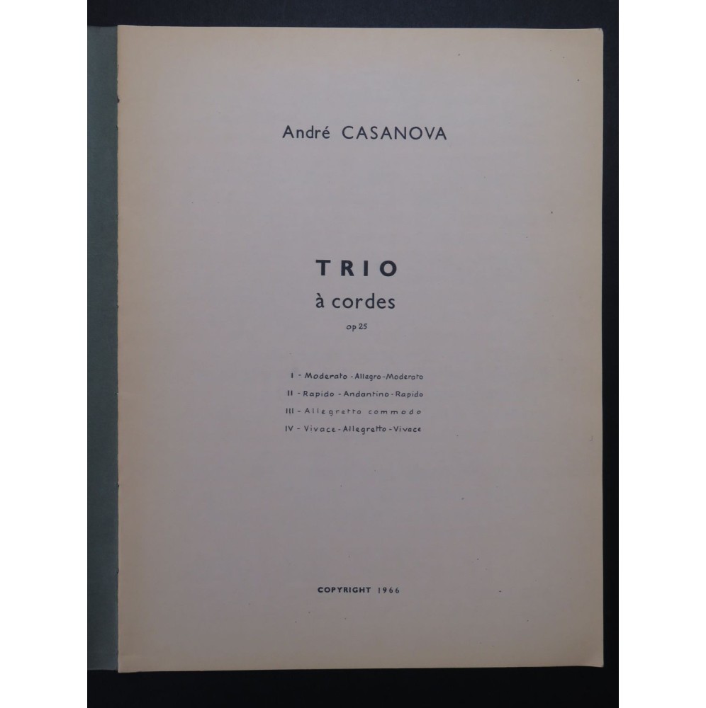 CASANOVA André Trio à cordes op 25 Violon Alto Violoncelle 1966